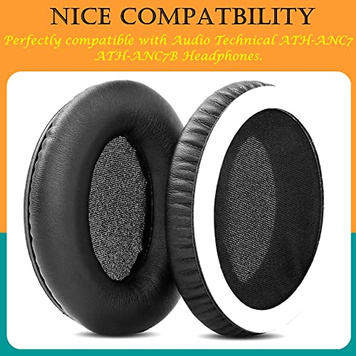 TaiZiChangQin Ear Pads Ear Cushions Replacement Compatible with Audio Technical ATH-ANC7 ATH-ANC7B Headphone (Protein Leather Earpads)