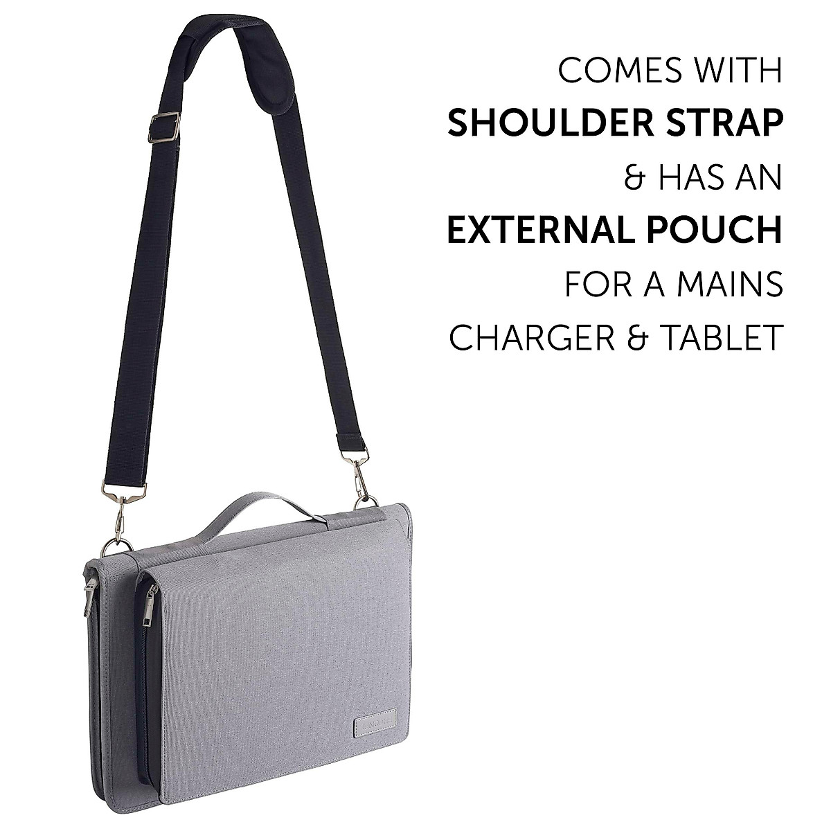 Broonel Grey Leather Laptop Messenger Case - Compatible with ASUS Vivobook 16X M1603QA 16.0 WUXGA Laptop