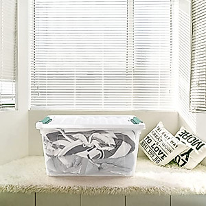 Ortodayes 6-pack 35 Liter Clear Storage Boxes, Plastic Latching Box Bins with Lids