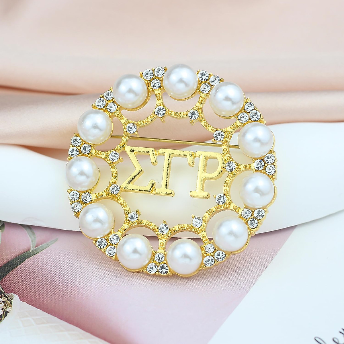 Greek Sorority Brooch 1922 SGR Pearl Brooch Pin Sigmaa Gamma Rho Gift Sorority Paraphernalia Gift for Women Soror (SGR Pearl 01)