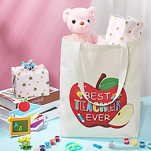 Capoda 8 Pack Christmas Appreciation Gifts for Teachers Canvas Tote Bags Retirement Teacher Appreciation Gifts(White)