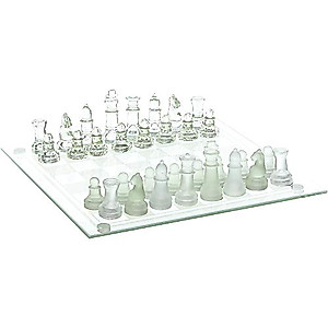 Elegant Glass Chess Set, Board Games, Great for Prizes (14" Glass Chess Set)