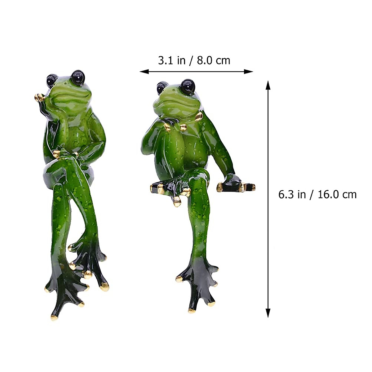 Angoily 2Pcs Sitting Frog Statue Garden Frog Sculpture Decor Resin Animal Collectible Figurine for Home Outdoor Patio Fairy Garden Bonsai Micro Landscape Cake Decorations