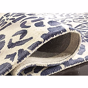 SAFAVIEH Dip Dye Collection 2'3" x 6' Ivory / Navy DDY719P Handmade Premium Wool Runner Rug