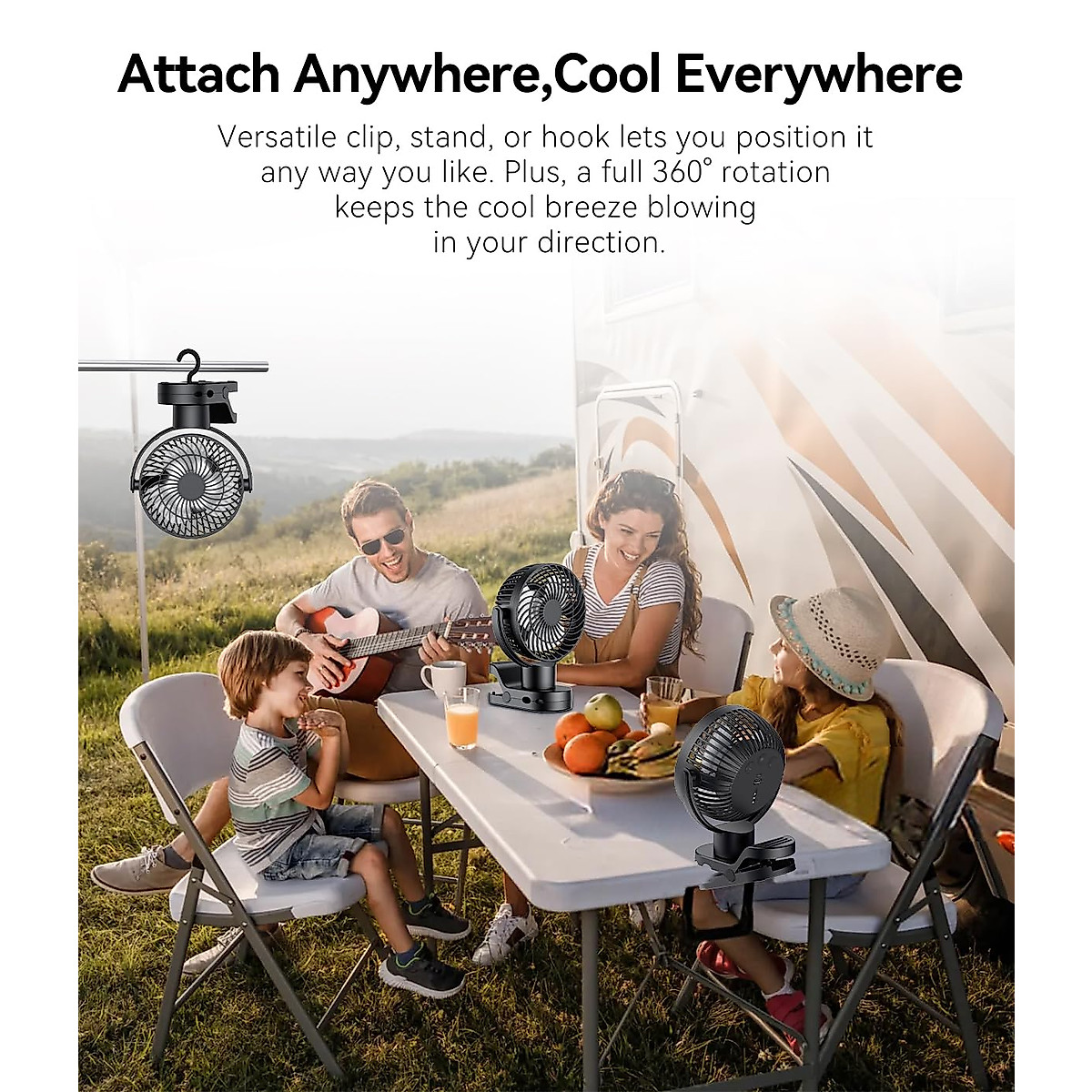 Leeyalan 10000mAh Clip on Fan Rechargeable,2024 Updated,Hangable Fan with Lights and Remote, Desk Fan USB Plug in with Sturdy Clamp,3 Speeds,Mute Multi-function,Operation for Office Dorm Bedroom