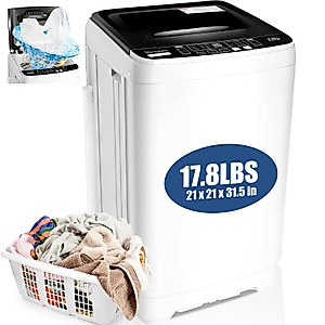 Portable Washing Machine 17.8 Lbs Mini Compact Washer Laundry Washer And Dryer With Drain Pump, 10 Programs Selections with LED Display Low Noise Easy Store for Apartments, Dorms, College Rooms