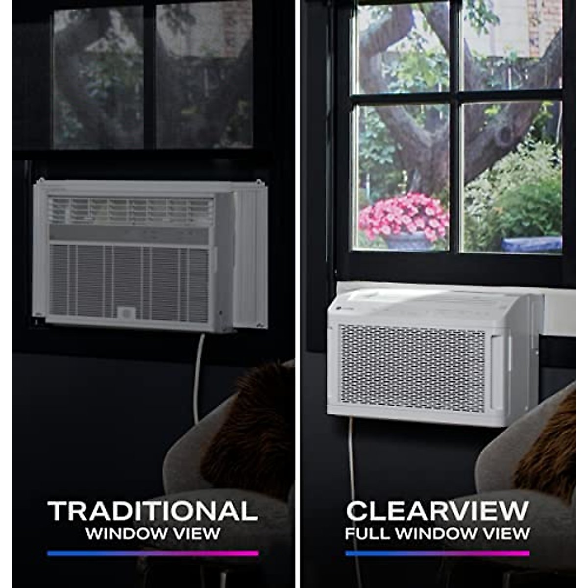 GE Profile ClearView Inverter Window Air Conditioner 12,200 BTU, Inverter Technology, Ultra Quiet for Large Rooms, Full Window View with Easy Installation, Energy-Efficient, 12K Window AC Unit, White