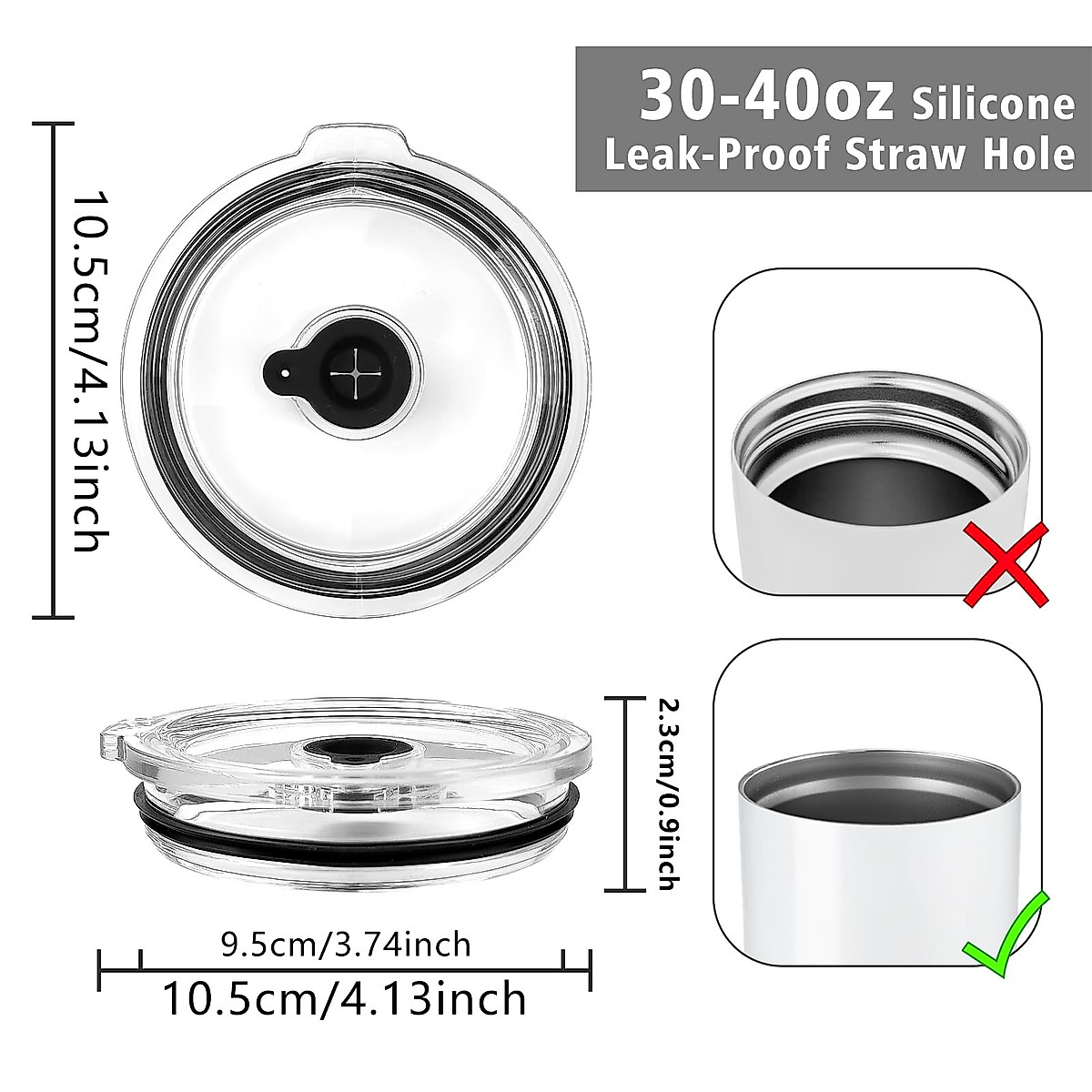 Amgkomp 2PACK Tumbler Replacement Lid 30oz for Yeti Rambler,Old Style RTIC,Beast Coffee Tumbler,30oz Coffee Mug Tumbler Spill Proof Lids,BPA free