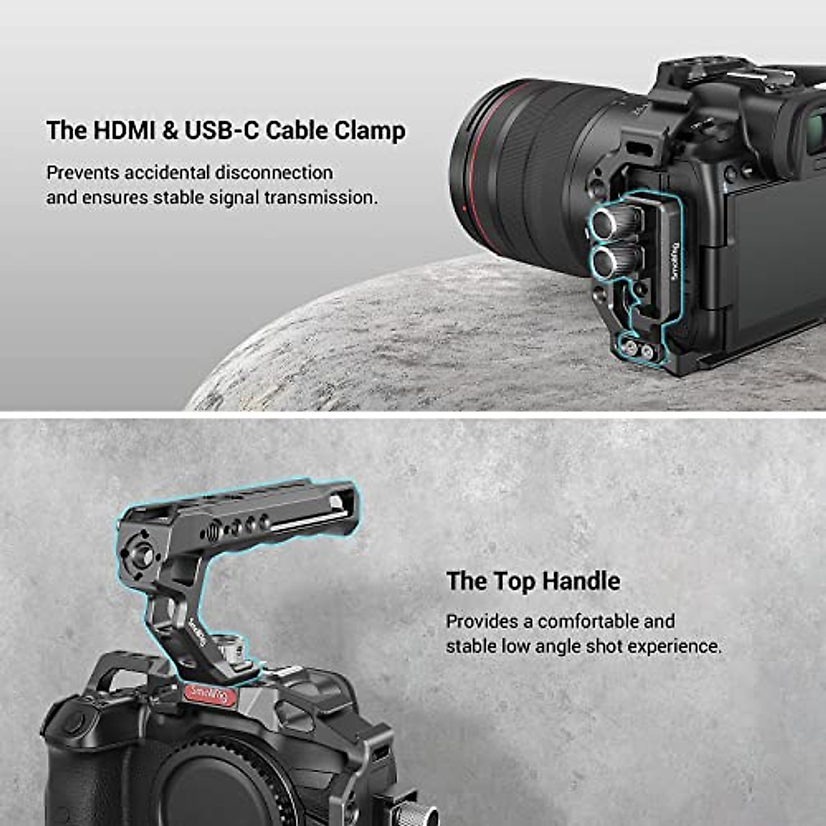 SmallRig R5/R6/R5 C Cage Kit for Canon R5/R6/R5 C, Camera Handheld Kit with Top Handle and Cable Clamp - 3830