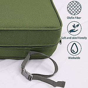 Aoodor 24'' x 24'' Outdoor Deep Seat Chair Cushion Set，Olefin Fabric Slipcover and Sponge Foam- Green (Set of 2 Seats, 2 Backs, 2 Pillows)