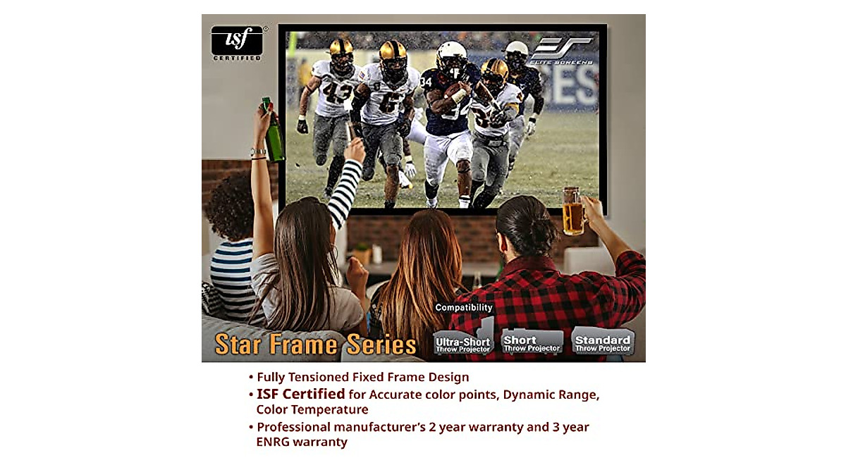 Elite Screens 120-Inch Fixed Frame Projector Screen for Home Theater