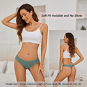 LEITNIAS Seamless Thongs Underwear for Women Breathable Stretch V-waist Panties Invisible No Show Thongs 6 Pack S-XL
