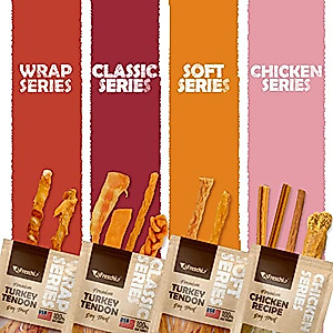 Afreschi Turkey Tendon Dog Treats for Classic Series, All Natural Human Grade Dog Treat, Suitable for Training chew, Ingredient Sourced from USA, Rawhide Alternative, Braided Stick