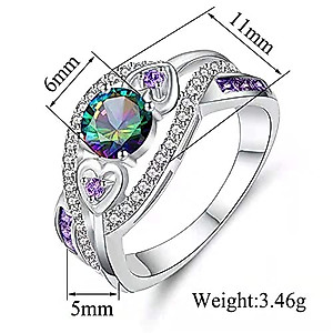 rings for women 925 ring sterling silver Colorful drop oval Zirconia Ring Eternal Promise engagement Ring (B,10)