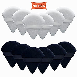 12Pcs Triangle Powder Puff, Soft Powder Puffs for Face Powder, Velour Makeup Puff with Triangle Shape, Easily Get in the Corner of Eyes & Nose, Make Your Skin Looking Flawless
