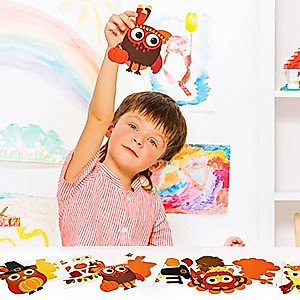 Autumn Thanksgiving Owl Craft Kit for Kids DIY Fall Turkey Day Paper Craft Kits Assorted Owl Shapes Gift with Pumpkins Favors Thanksgiving Day Project Home Classroom Game Activities(36 Sets)