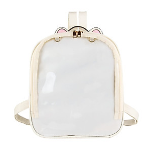 Oweisong Ita Bag Backpack Cat Anime Cosplay Casual Daypack Kawaii Candy Leathe Satchel Clear School Bag for Pins Display