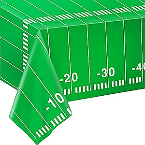 UNIIDECO 2 Pieces 54”x108” Football Tablecloth, Soccer Themed Plastic Table Cover, First Down Football Birthday Party Gender Reveal Decoration Supplies