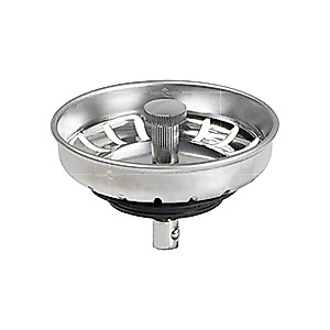 Highcraft 9754JO Stainless Steel Kitchen Sink Strainer Basket-Replacement for Standard Drains (3-1/4 Inch) -Ball-lock Rubber Stopper, 3-1/2