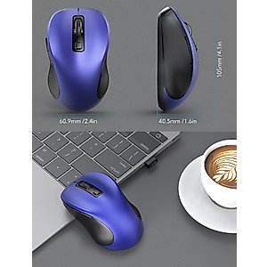 Trueque Wireless Mouse for Laptop, 2.4GHz Ergonomic Computer Mouse with Back & Forward Buttons, 3-Level DPI, 6 Buttons, Optical USB Cordless Mice for Windows Chromebook MacBook PC (Blue)