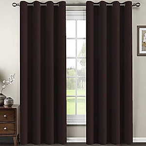 H.VERSAILTEX Premium Blackout Curtains for Living Room 84 Inches Length, Blackout Curtains for Bedroom Thermal Insulated Drapes - Chocolate Brown， 1 Panel