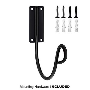 Urban Deco Hose Holder Hook, Wall Mounted Water Hose Storage Hanger,Heavy Duty Metal Hose Bracket,Holds 125-Feet of 5/8-Inch Hosepipe Black