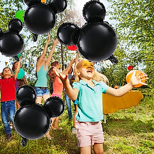 LIYDE 6 Pcs Mouse Head Balloon, 24'' Black Aluminum Foil Balloon for Birthday, Baby Shower Decorations