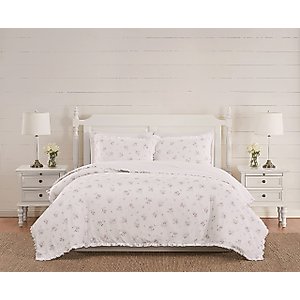 The Farmhouse by Rachel Ashwell - 3 Piece Full/Queen Duvet Set - Signature Rosebury Bedding Collection, White/Pink
