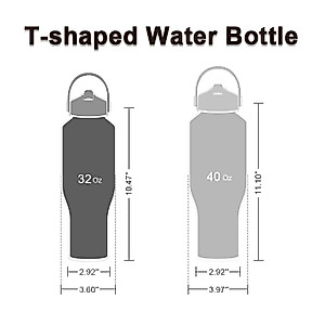 ABOTOCUP 32oz Water Bottle with Powder Coated, Fit in Any Car Cup Holder, Water Bottle with Straw Lids, Stainless Steel Insulated Water Flask Double Wall Leak-proof BPA Free to Keep Cold&Hot