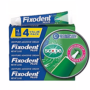 Fixodent Plus Scope Secure Denture Adhesive 2.0oz (Pack of 4) eComm