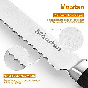ABITALENT Bread Knife 8 Inch with Sheath, Ultra Sharp High Carbon Stainless Steel Bread Blade Cutting Slicing Knife for Homemade Bread, Bagels, Cake