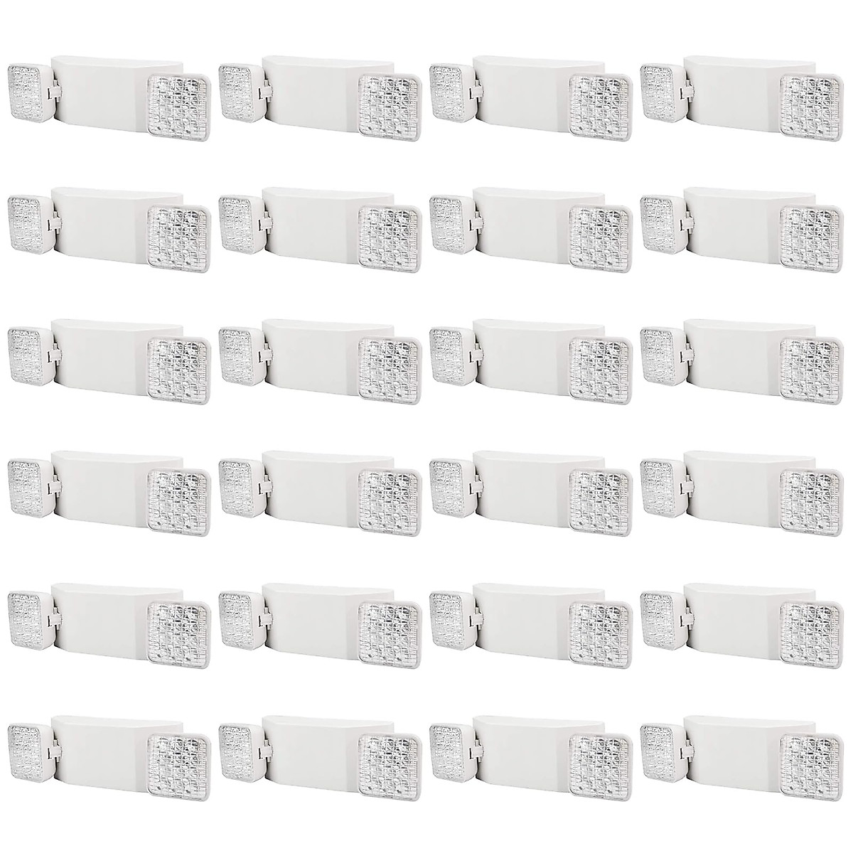 Pendtlit Commercial Emergency Light, UL Certified, White Emergency Light Fixture with 2 LED Square Heads Adjustable & Backup Batteries Exit Lighting (24 Pack)