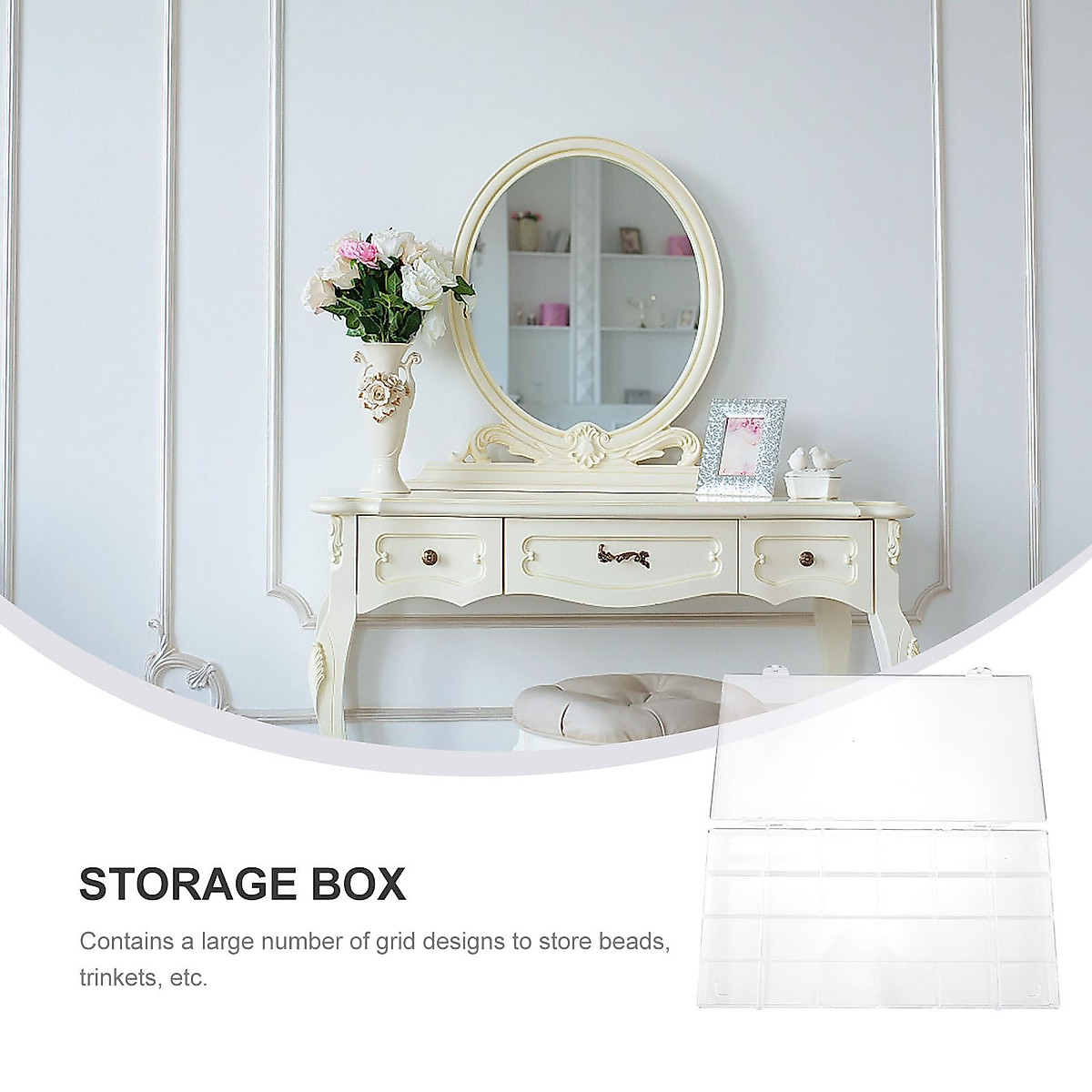 FOMIYES 1Pcs Nail Art Tip Storage box Nail Charm Storage Organizer Transparent False Nail Container Plastic Bead Storage Case with Movable Dividers for Small Earring Jewelry Craft