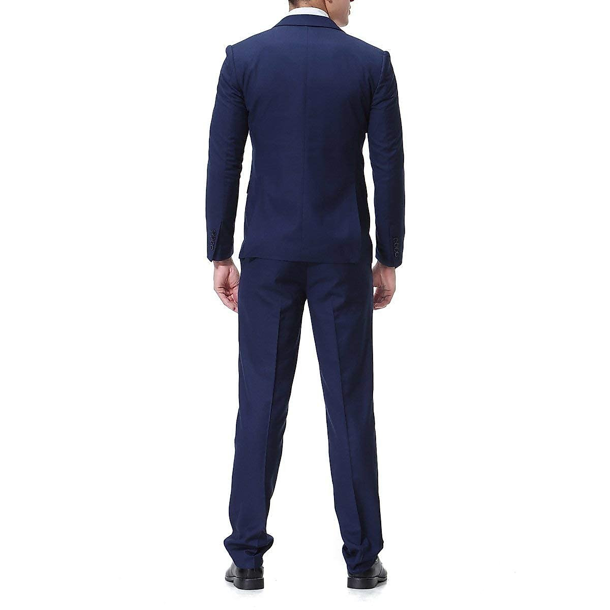 Mens Modern Fit 3-Piece Suit Blazer Jacket Tux Vest and Trousers,Navy,Small
