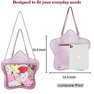 Ita Bag Heart Purse Kawaii Backpack Ita Bag Crossbody Clear Bag Star Crossbody Bags Ita Heart Bag Kawaii Wallet Lolita Bag Kawaii Bag Transparent Backpacks Cute Bag Japanese School Bag Anime Bag
