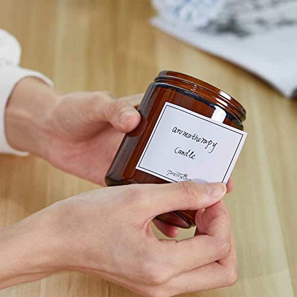 PrettyCare 24 Pack 8 OZ Amber Candle Jars for Making Candles, Round Glass Jar with Lids Leakproof Containers for Food Storage, Canning Jar for Spice, Liquid, Powder, Lotions