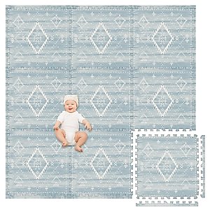 Play Platoon Non-Toxic Large Kids Play Mats for Floor, 9 Tiles, 72 x 72 inch - Extra-Thick Foam Tiles, 24 x 24 inch Puzzle Mat Pieces, Neutral Playmat for Toddlers & Childrens Playroom – Saguaro Print