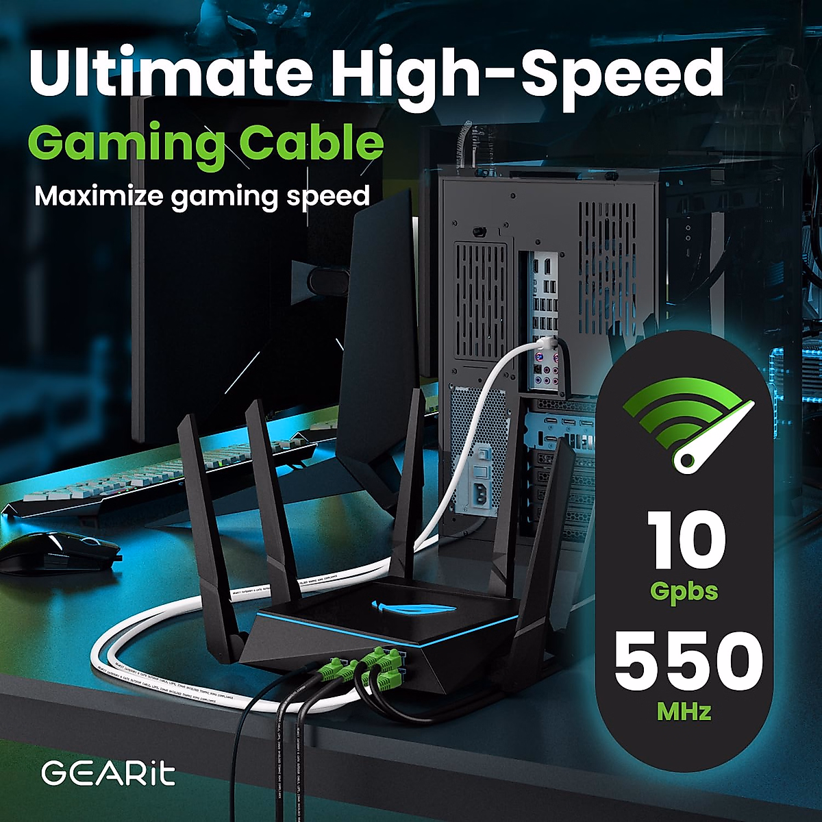 GearIT RJ45 Cat-6 Ethernet Patch Cable, 10Gpbs Transfer Speed, Gold-Plated Connectors, Copper Clad, Outdoor, UV Resistant, Direct Burial, Waterproof, Durable, 150 Foot (45.7 Meters), Black