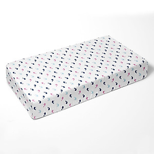 Bacati - Whales Silky Soft Breathable 100% Cotton Muslin Baby Crib Fitted Sheets - Fits Standard 28 x 52 x 5 Crib & Toddler Mattresses(Whales - Pink/Navy)
