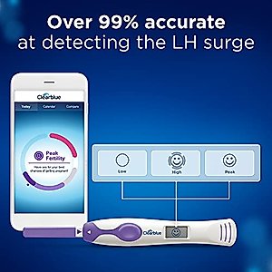 Clearblue Connected Ovulation Test System featuring Bluetooth connectivity and Advanced Ovulation Tests with digital results, 40 ovulation tests