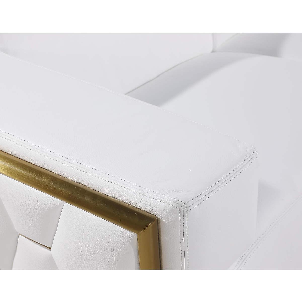 Blackjack Furniture Milo 89" Top-Grain Italian Leather Sofa, Contemporary Design Living Room Couch with Brazilian Wood Frame, Stainless Steel Legs & High-Density Foam Cushioning, White