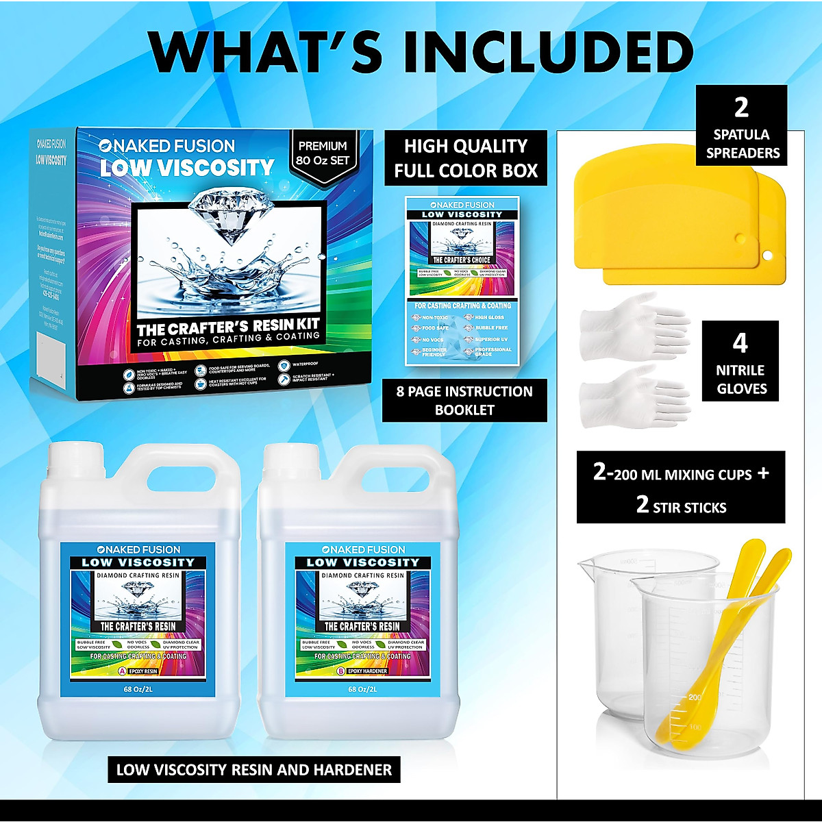 NAKED FUSION Epoxy Resin 1.06 GALLON - Craft Art Resin The CRAFTERS RESIN Crystal Clear Casting, Silicone Molds, Flowers, DIY, Art Wood, River Table, Countertop, Food Safe, Non-Toxic Heat Resistant