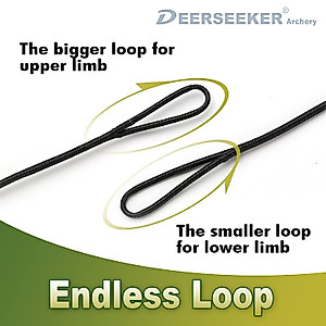 Deerseeker Archery Bowstring Set with 2 Nocking Points Dacron Recurve Bow String Replacement 12, 14, 16 Strands for Traditional Longbow Bow Shooting 48-70 inches