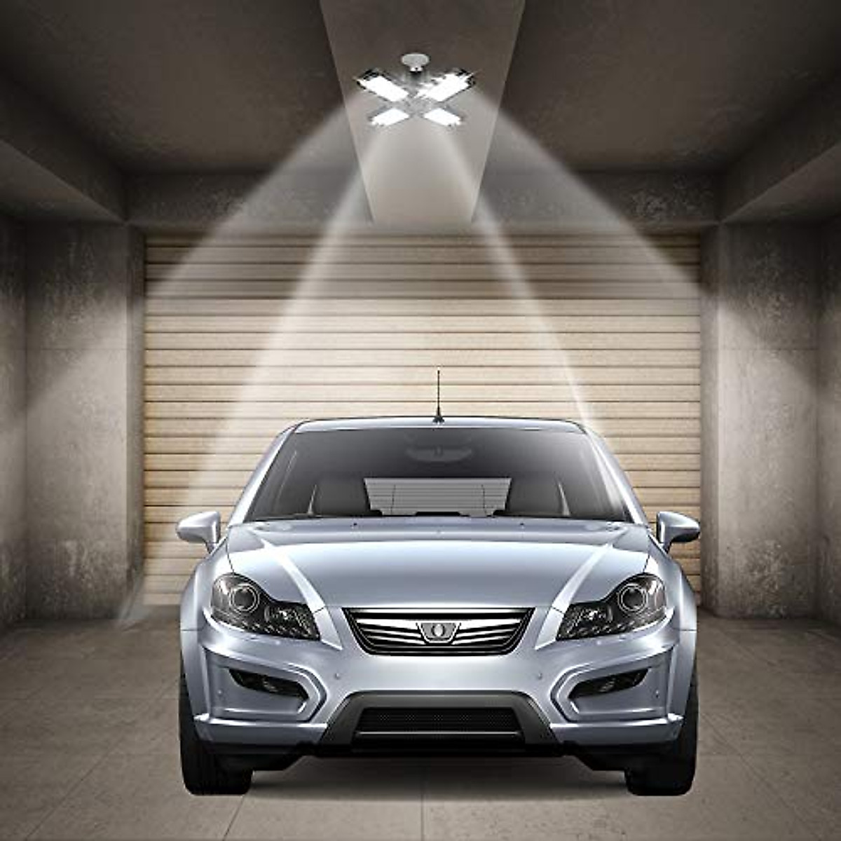 1LED Garage Lights 2 Pack/60W/6500k/4 Panels, Porcelain Base, 4 Adjustable Panels, 12000LM High Lumen Output Super Bright LED Bulb, E26/E27 Compatible