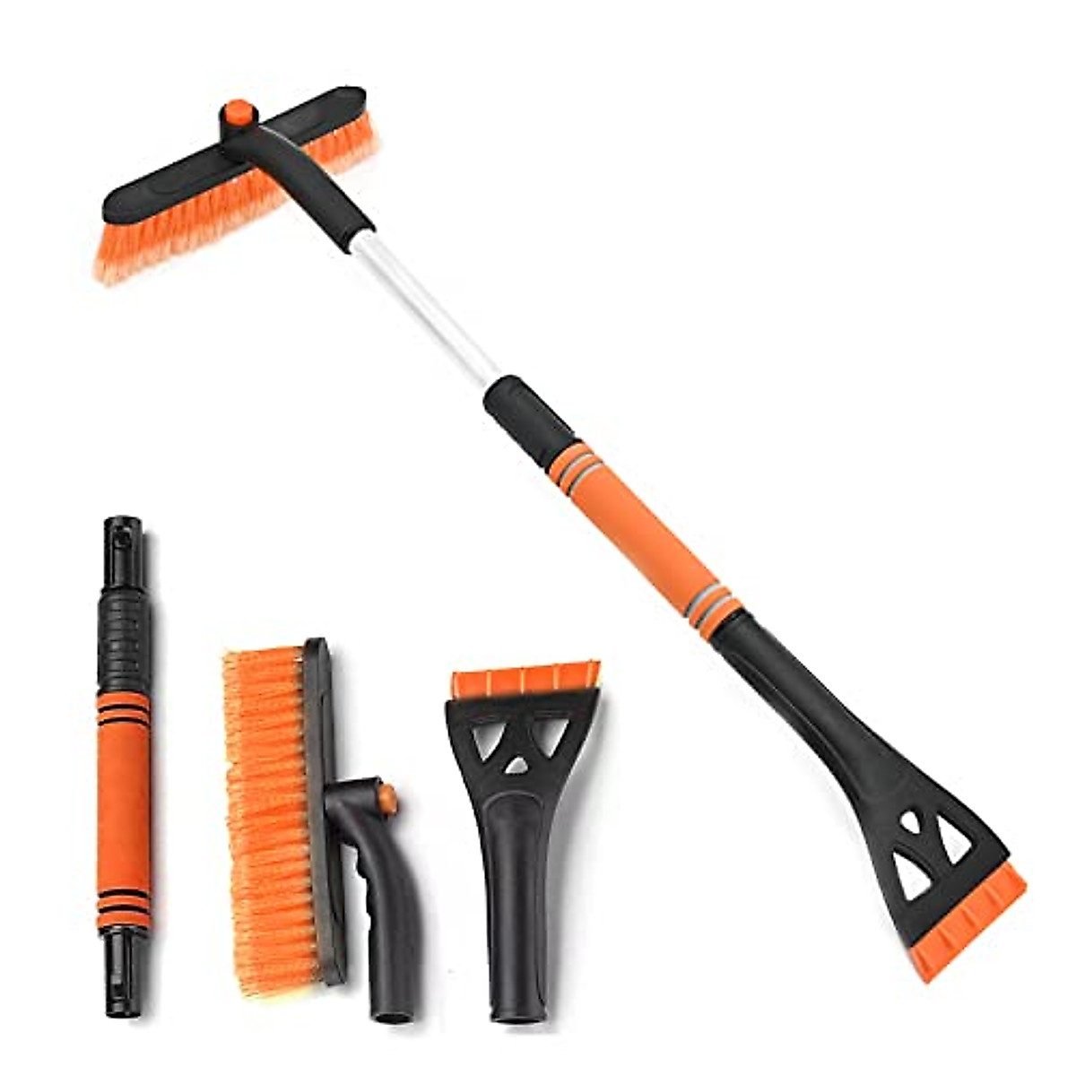 JALAROMA Ice Scraper and Extendable Snow Brush for Car, Snow Remover and Brushes with Foam Grip for Windshield Window, Pivoting Brush Head for SUV Truck Vehicle