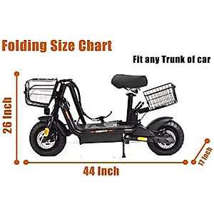 Soumye 48V 500W 13AH Folding Electric Scooters E-Scooter 10" Fat Tire Lithium-ion Battery e-Bike Electric Bicycle(Orange) for Adults