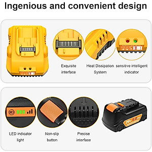 20v Max Battery 2Pack Replacement for Dewalt 20V 6.0Ah Battery with DCB112 Battery Charger Station for DCB201 DCB204 DCB206 DCB120