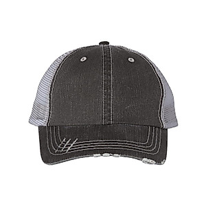 Mega Cap Herringbone Unstructured Trucker Cap One Size Black/ Grey