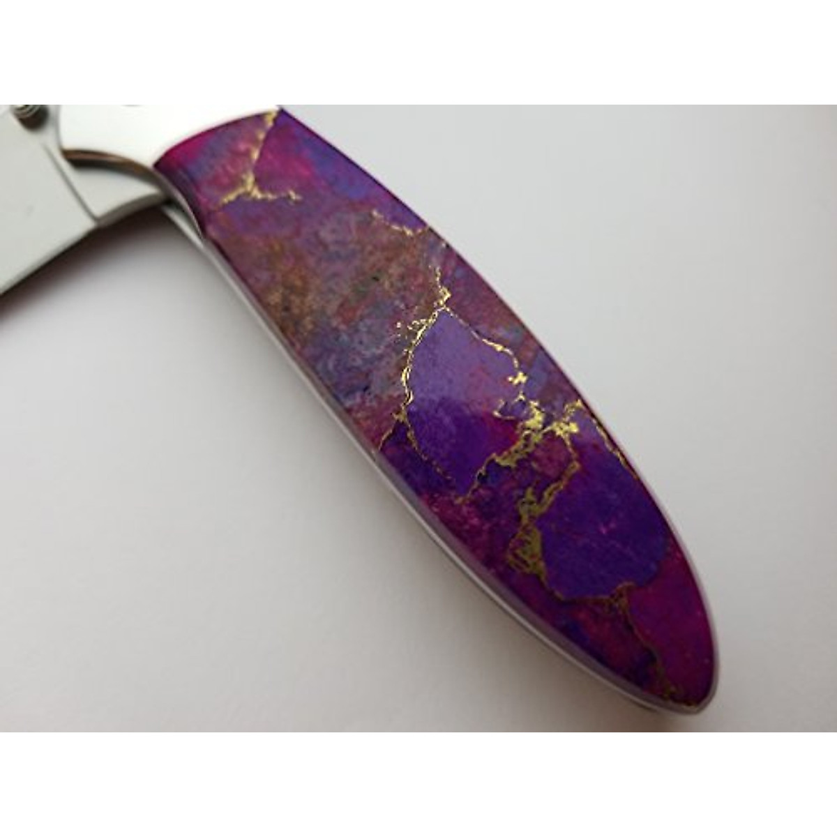 Santa Fe Stoneworks Purple Turquoise handle Pocketknife on Leek Blade A/O