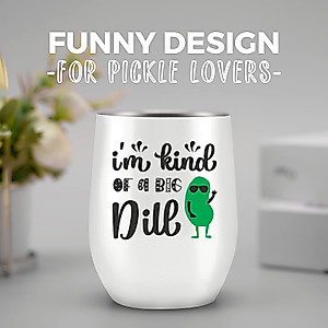 Onebttl Funny Pickle Gifts for Pickle Lovers, Insulated 12 oz Stainless Steel Tumbler with Lid and Gifts Box, I'M KIND OF A BIG DILL